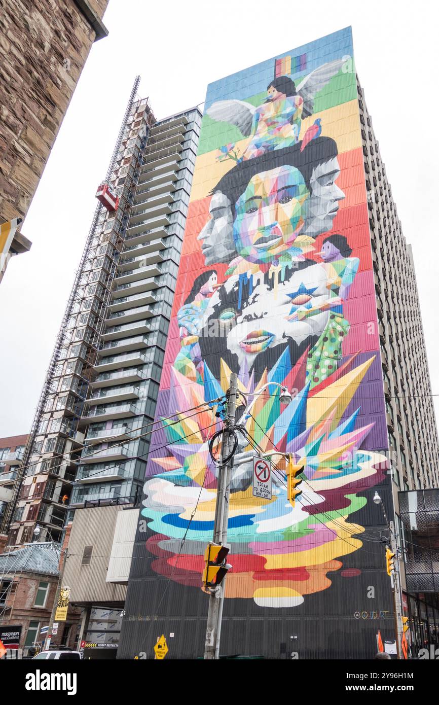Tall Mural on the Side of an Old Apartment Building in Downtown Toronto ...