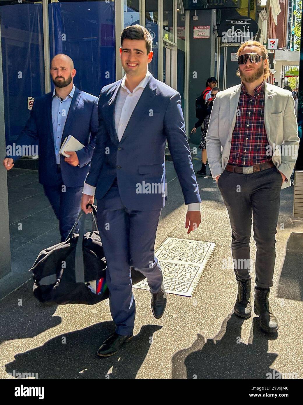 Jacob Hersant, centre, a self-described Nazi, returns to the Melbourne ...