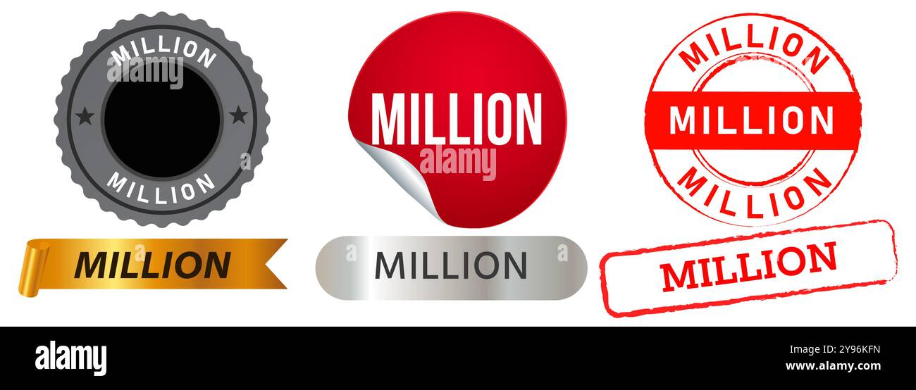 Million emblem colorful badge ribbon grunge stamp watermark money ...