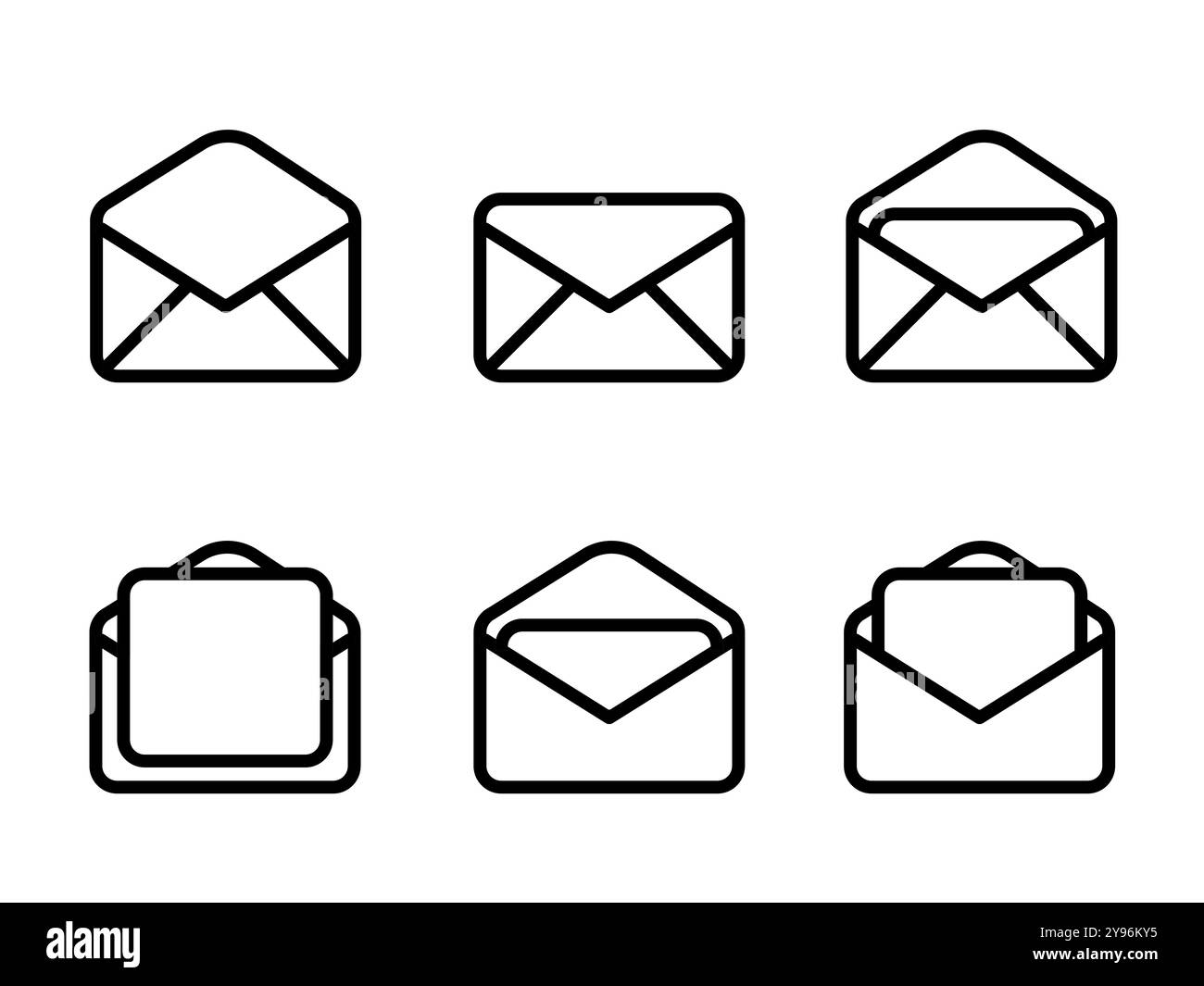Envelope mail email icon set collection open closed outline line style simple message symbol ...
