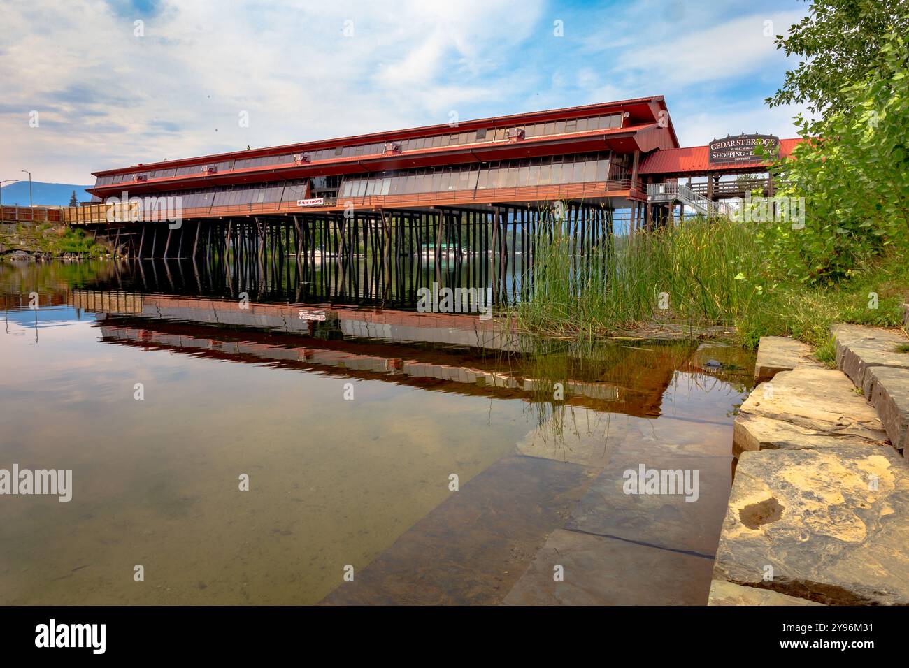 Cedar Street Bridge Public Market in Sandpoint Idaho Stock Photo - Alamy