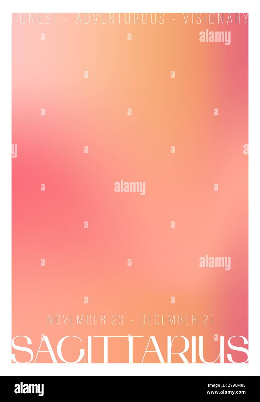 Sagittarius zodiac sign. Modern astrology poster in Y2k style. Blurred ...