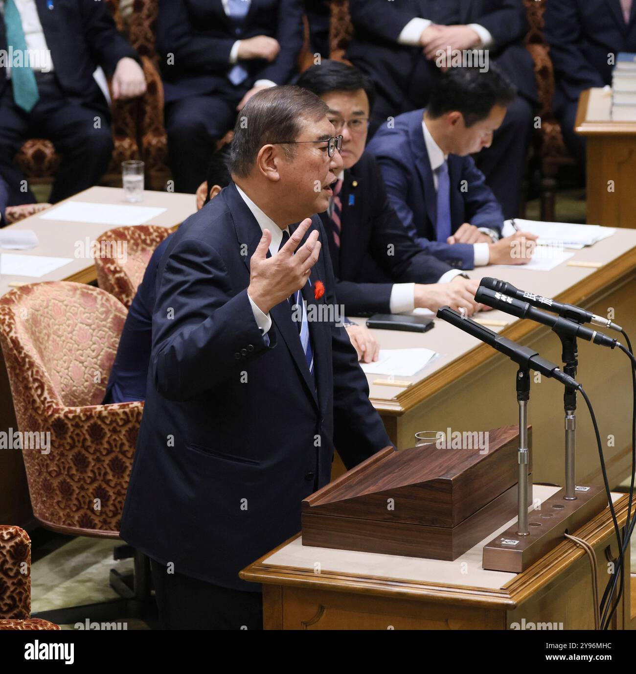 Japanese Prime Minister Shigeru Ishiba attends a debate between party ...