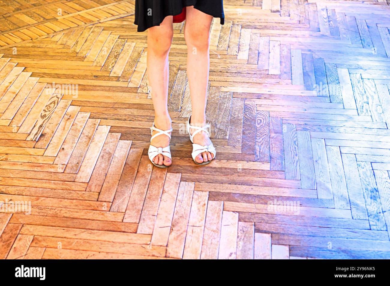 girl in white shoes on the floor before ballroom dancing classes Stock ...