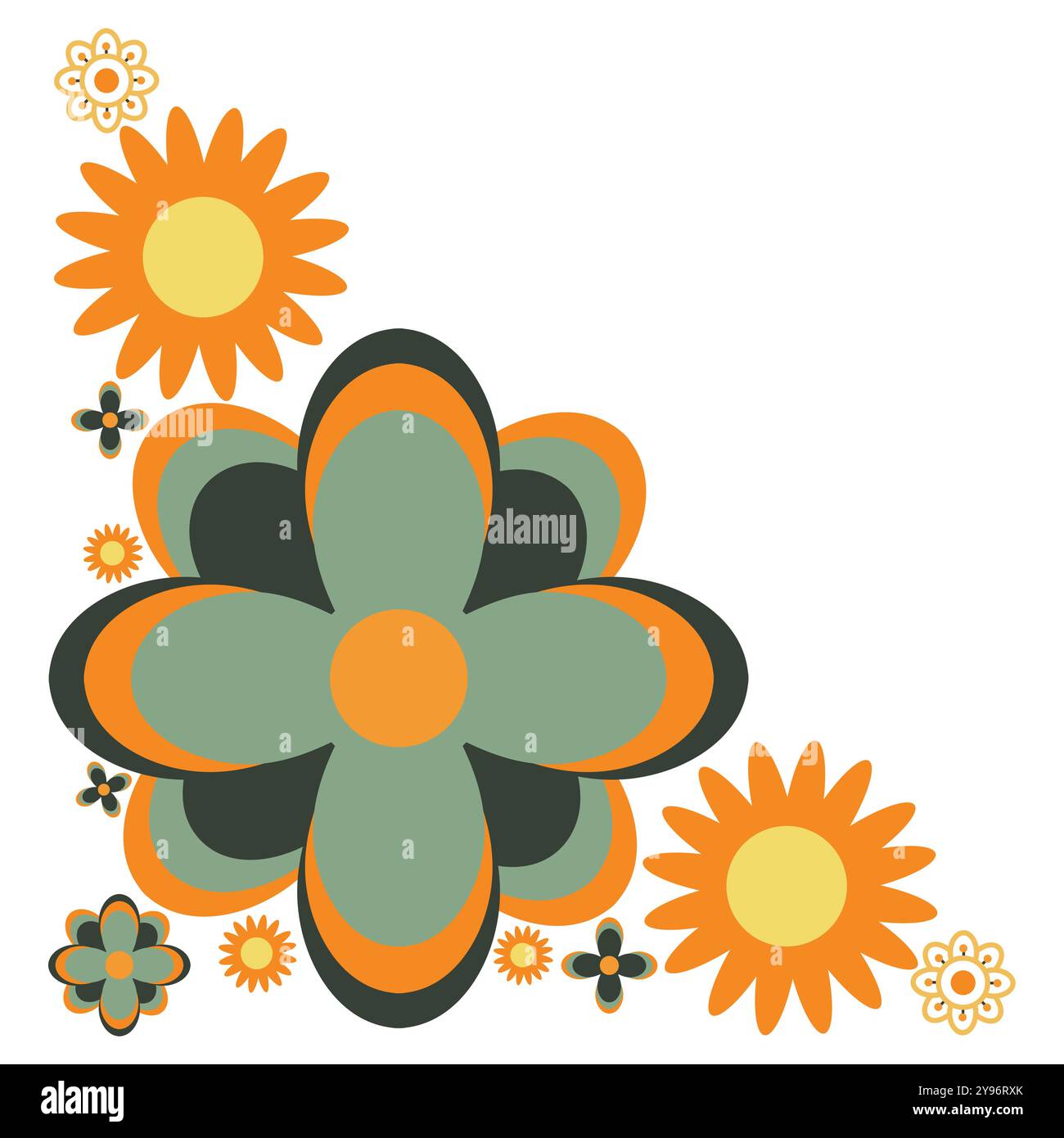 colourful flower frame corner design on white background Stock Vector ...