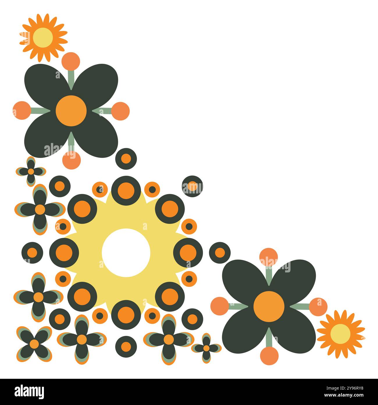 colourful flower frame corner design on white background Stock Vector ...