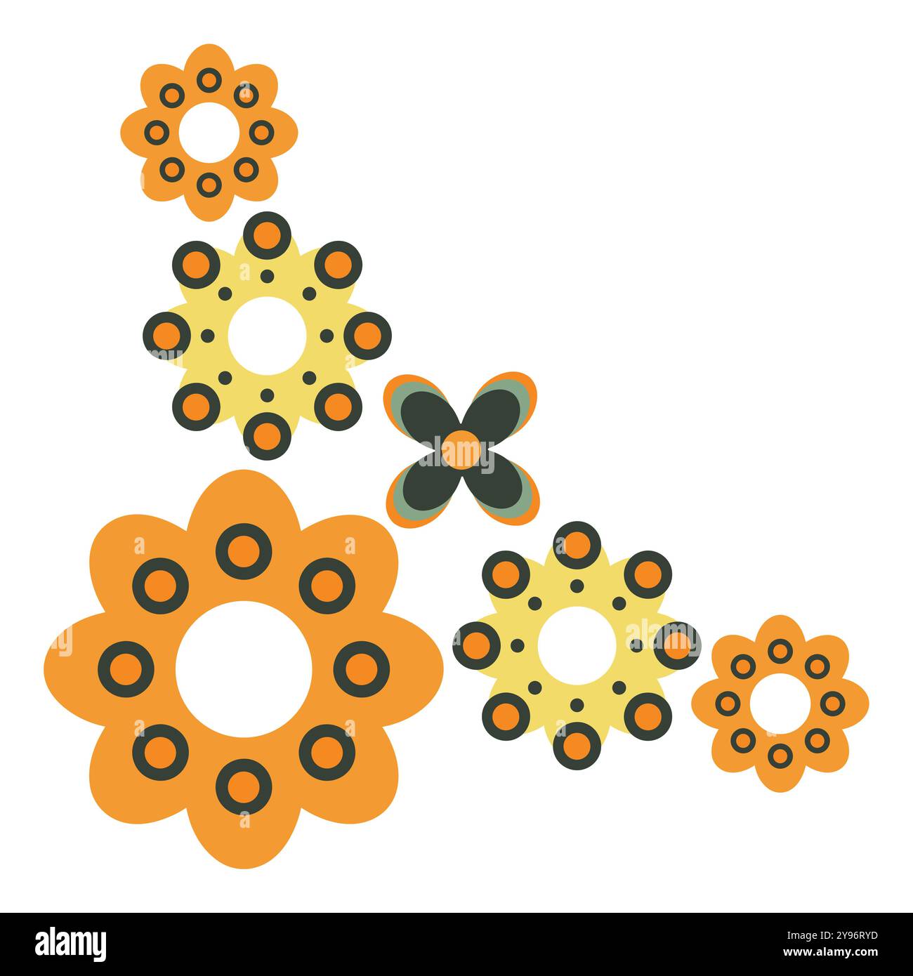 colourful flower frame corner design on white background Stock Vector ...