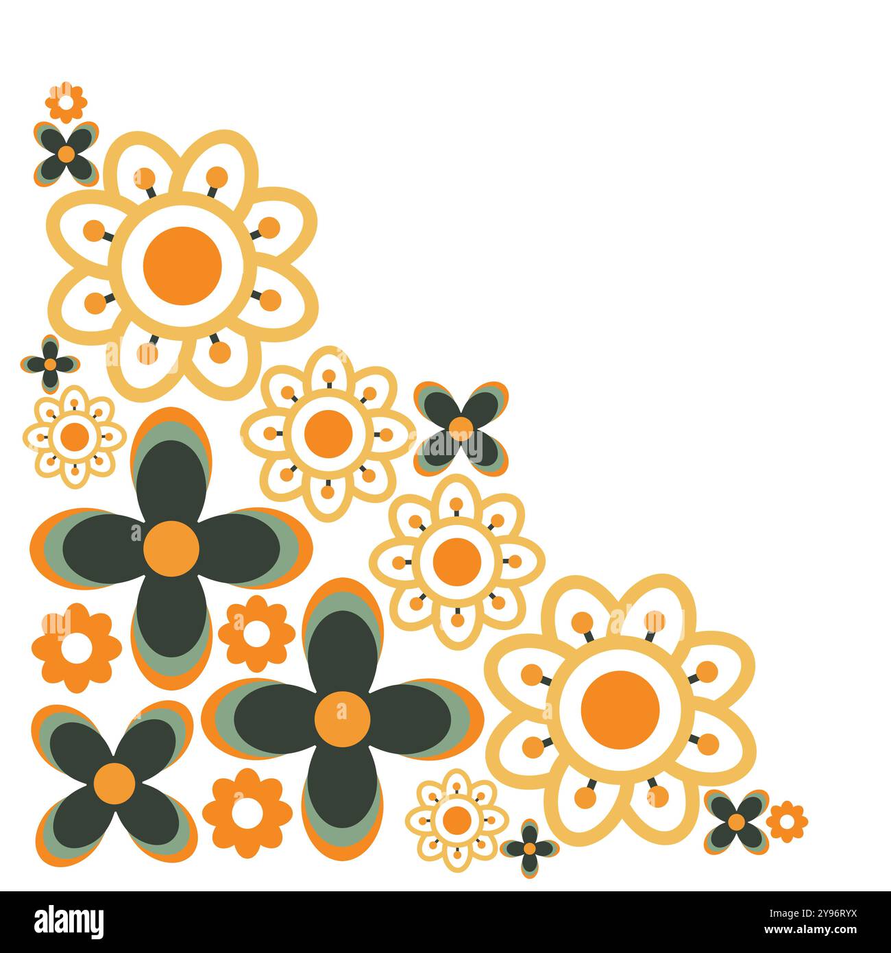 colourful flower frame corner design on white background Stock Vector ...
