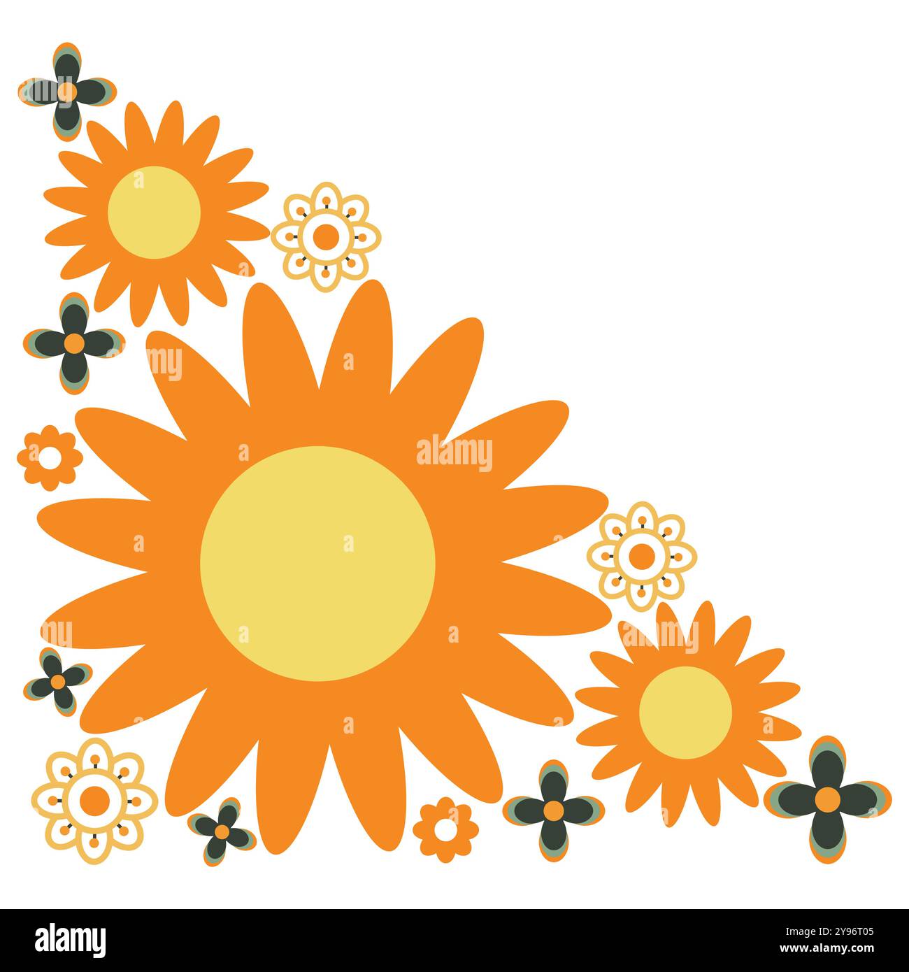 colourful flower frame corner design on white background Stock Vector ...