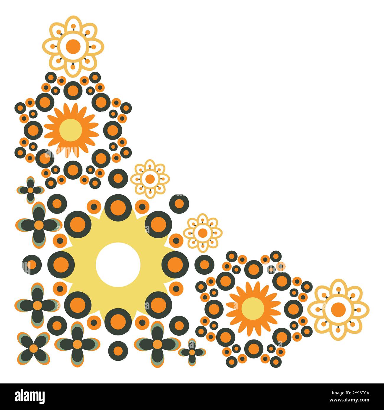 colourful flower frame corner design on white background Stock Vector ...