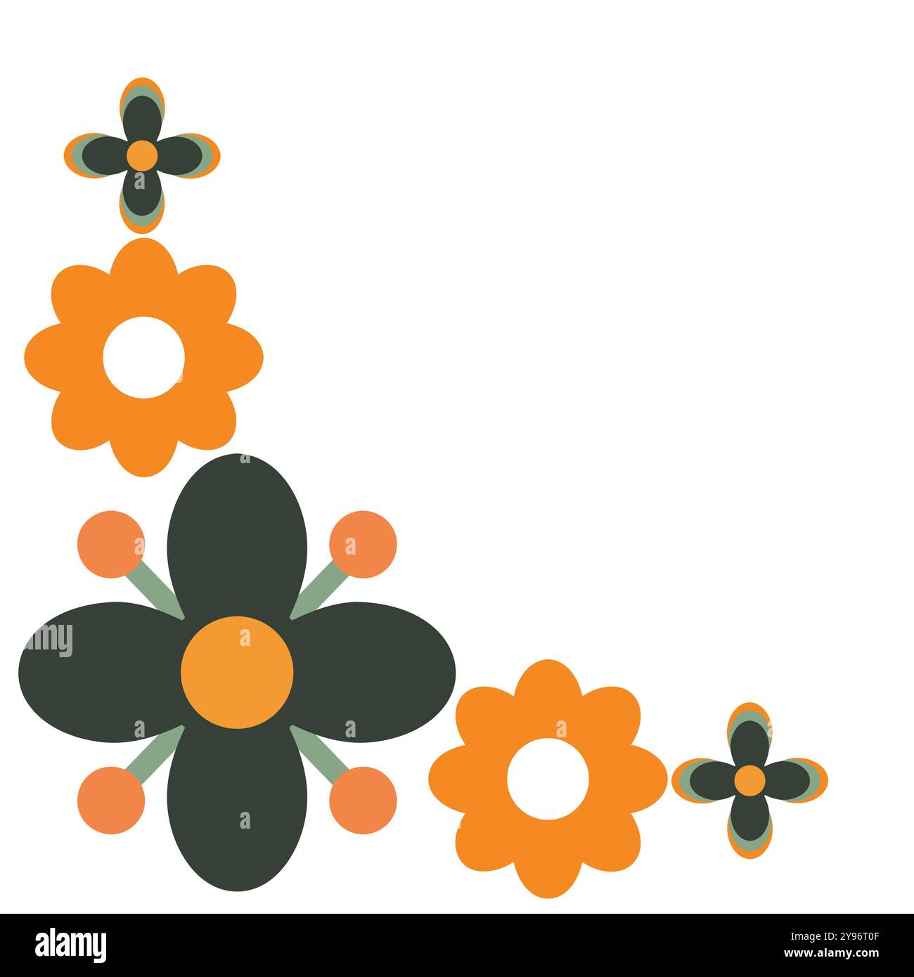 colourful flower frame corner design on white background Stock Vector ...