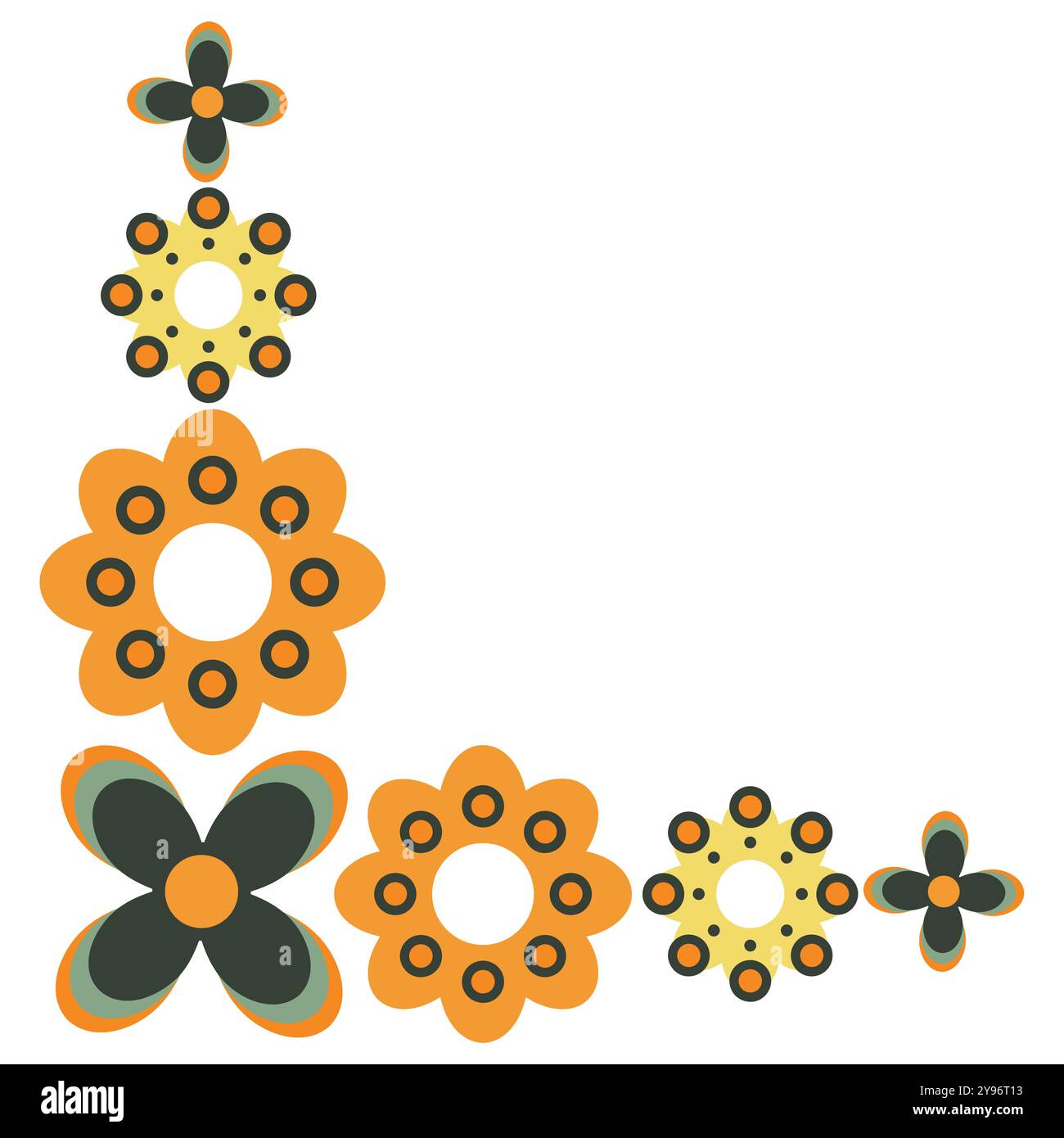 colourful flower frame corner design on white background Stock Vector ...