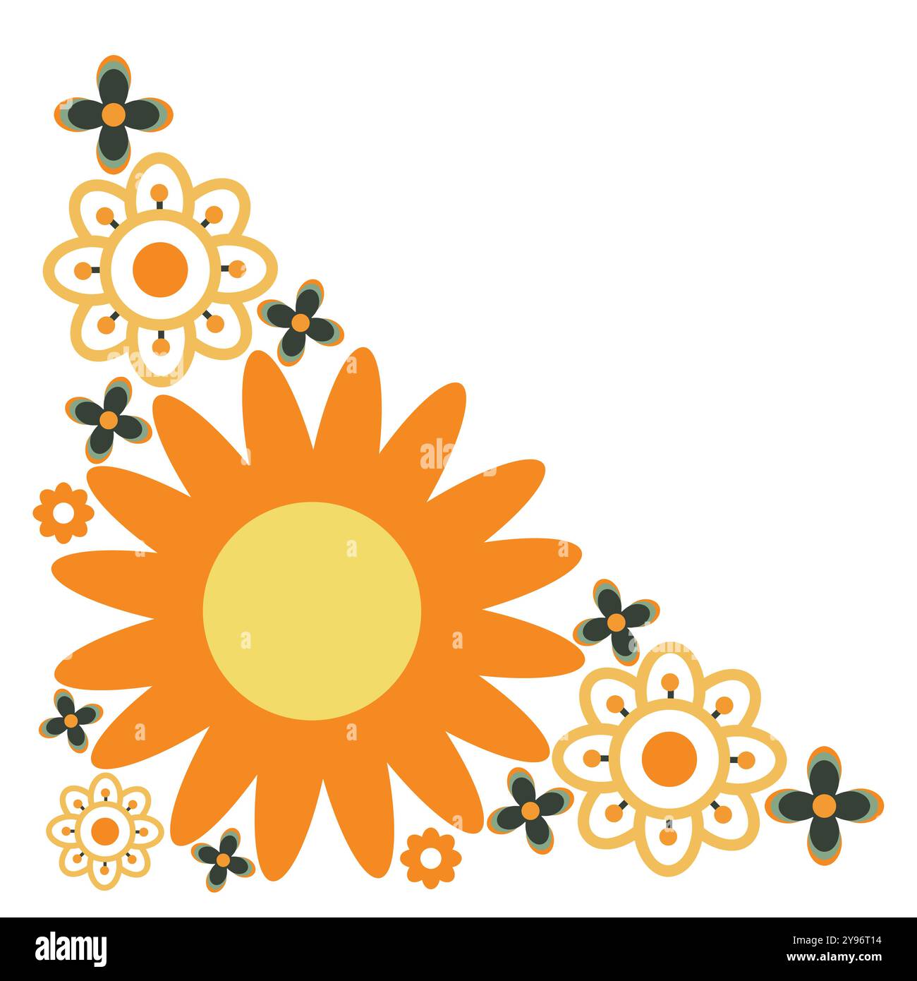 colourful flower frame corner design on white background Stock Vector ...