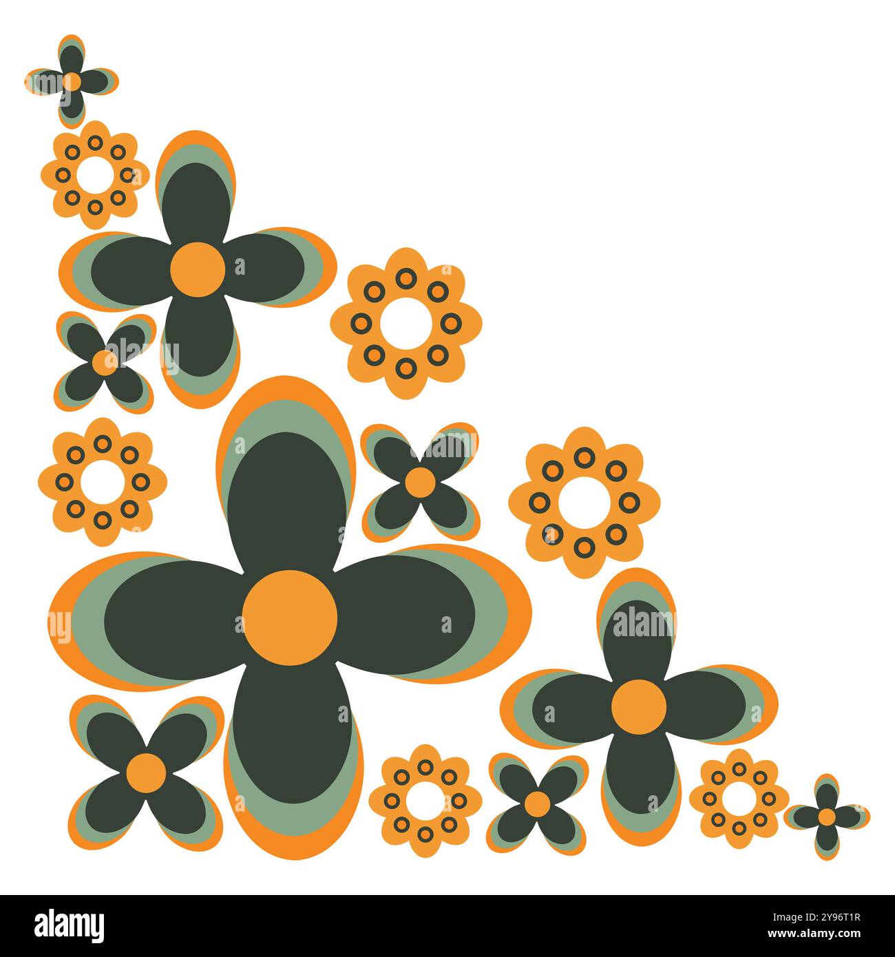 colourful flower frame corner design on white background Stock Vector ...