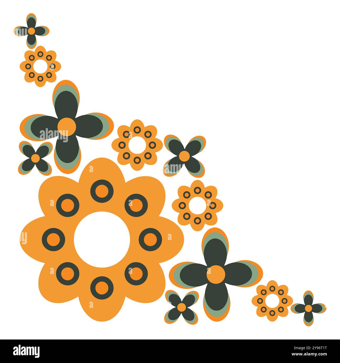 colourful flower frame corner design on white background Stock Vector ...