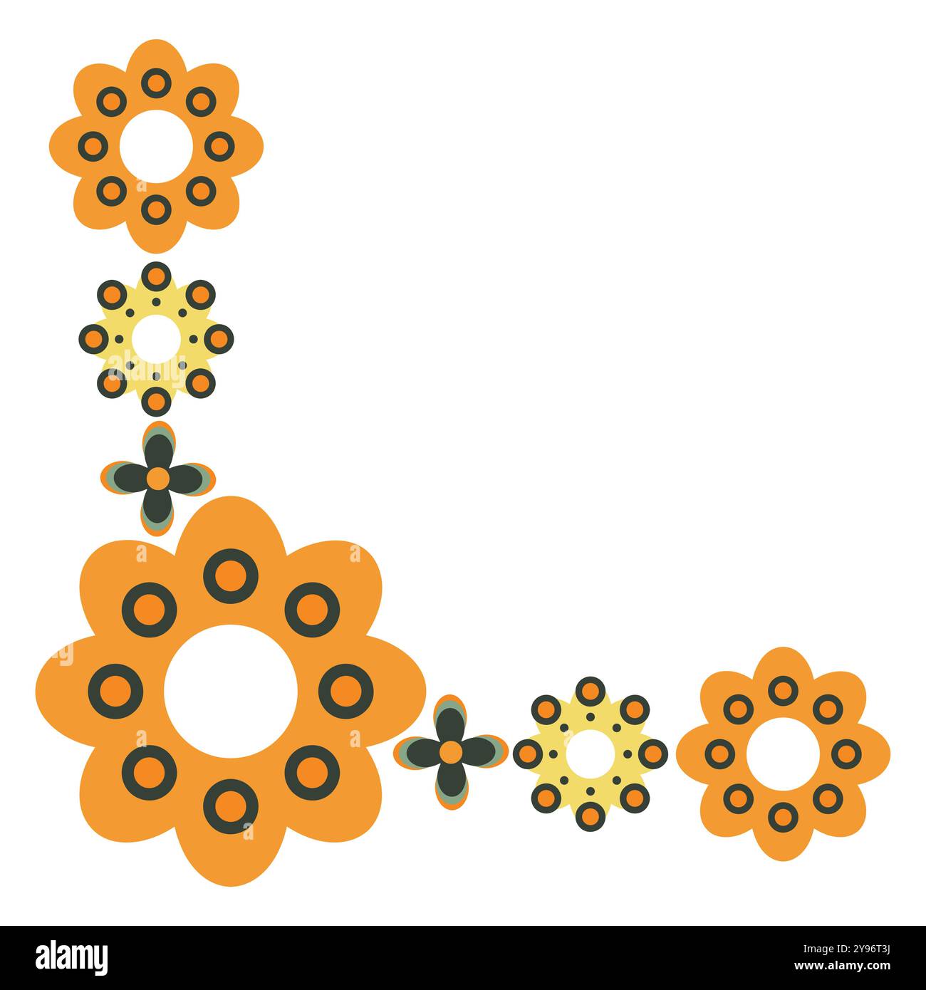 colourful flower frame corner design on white background Stock Vector ...