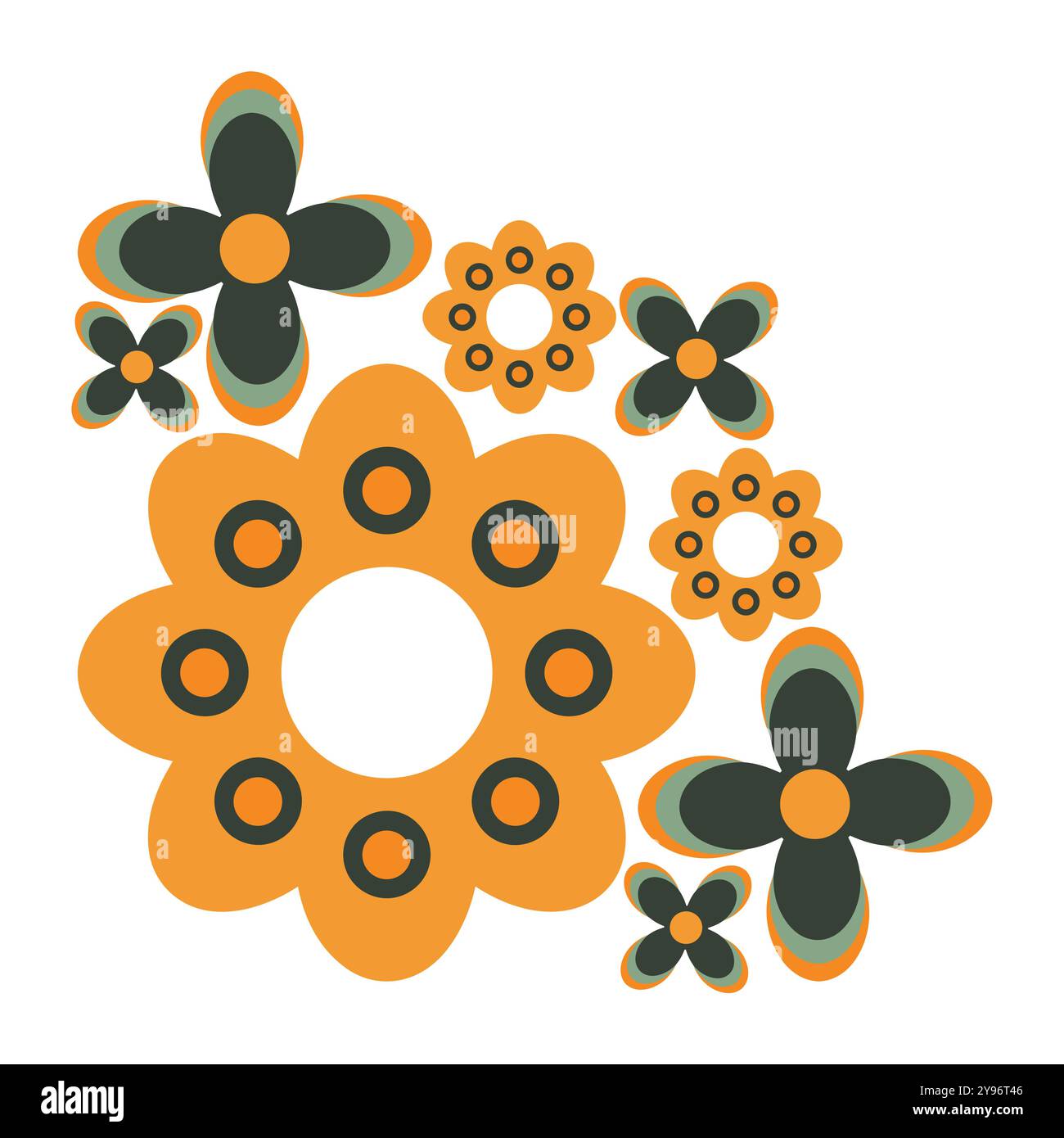 colourful flower frame corner design on white background Stock Vector ...