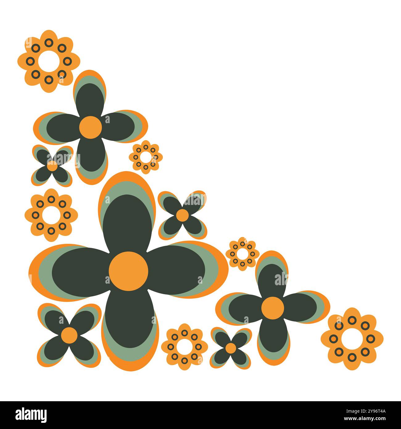 colourful flower frame corner design on white background Stock Vector ...