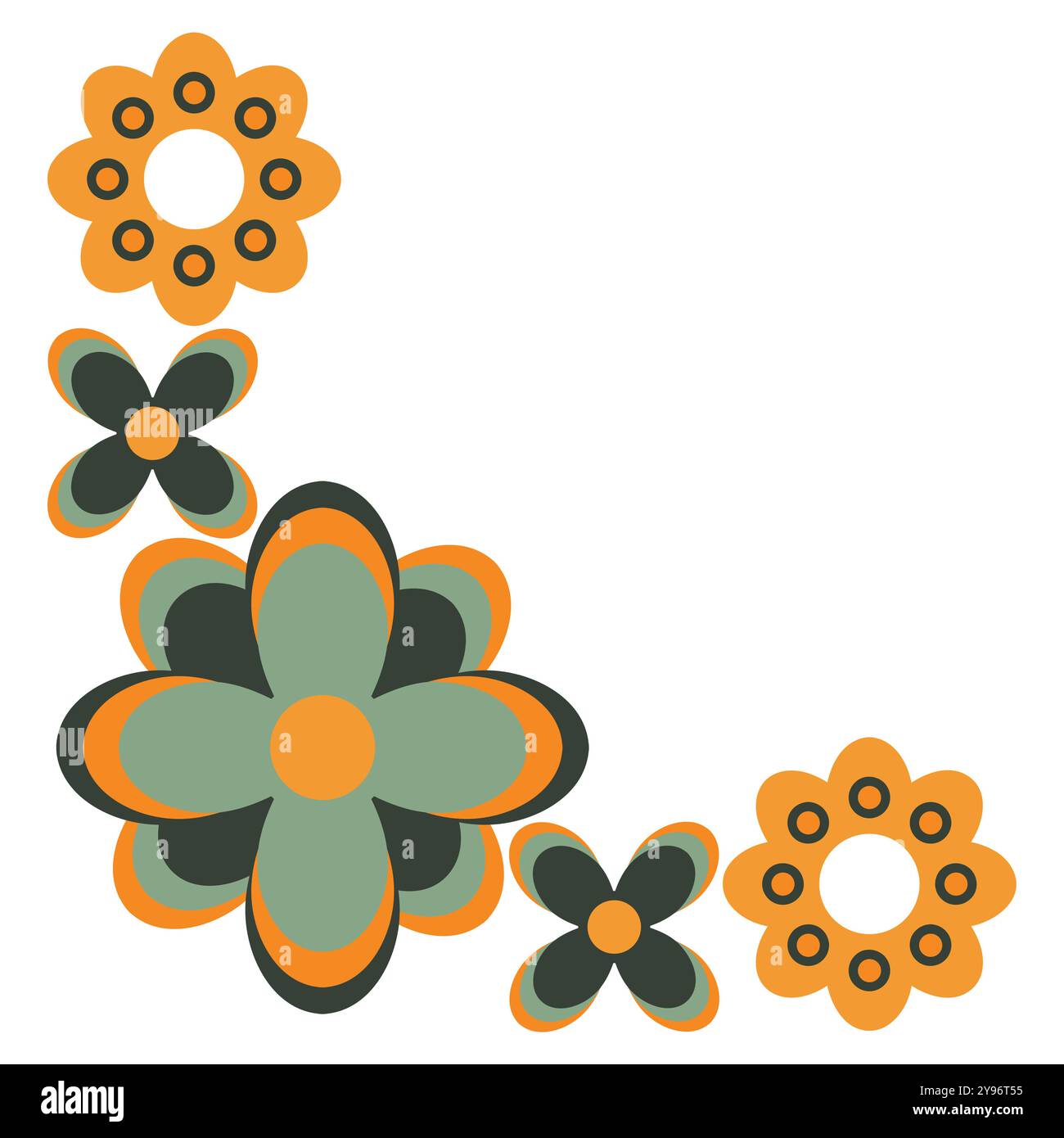 colourful flower frame corner design on white background Stock Vector ...