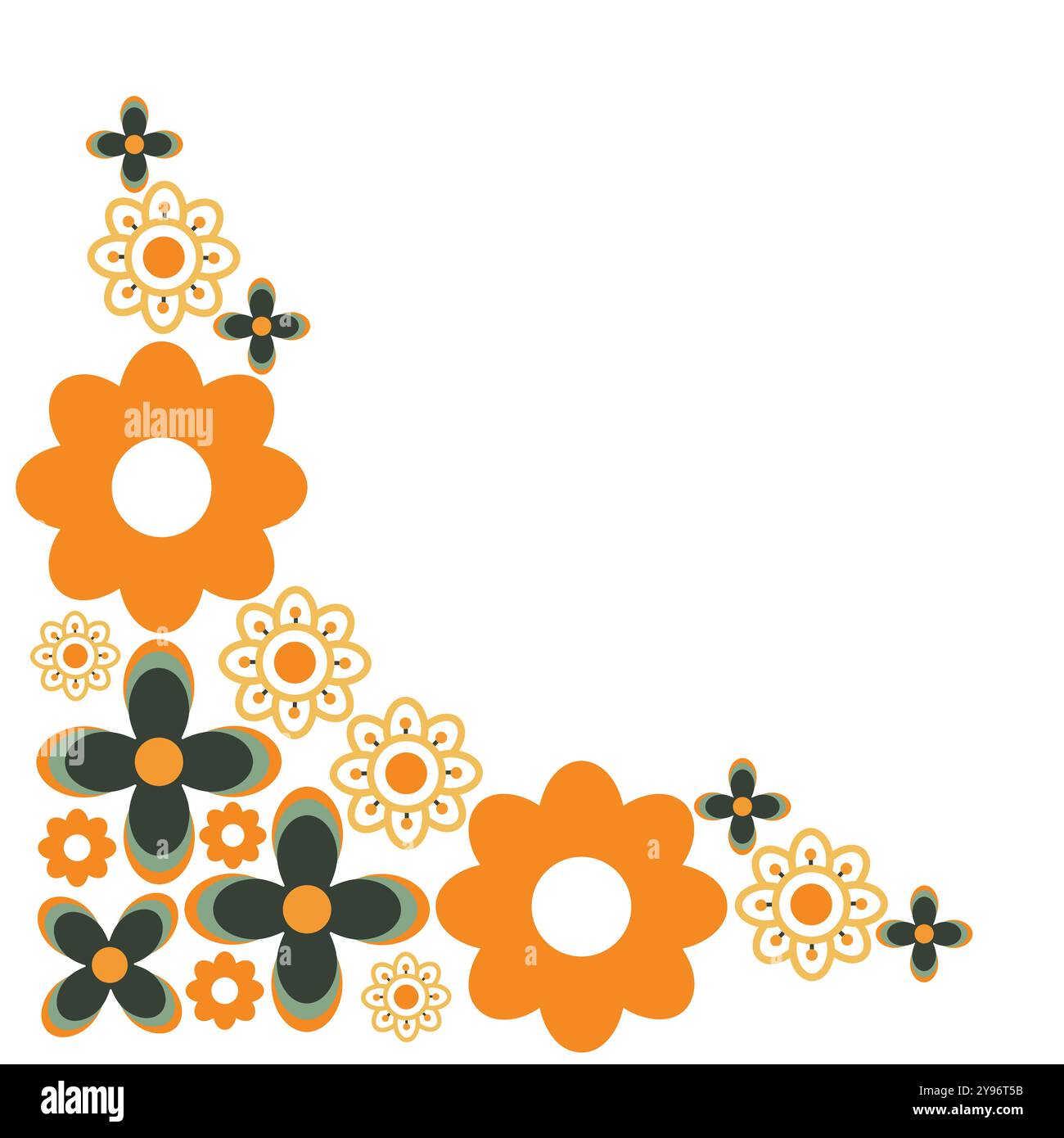 colourful flower frame corner design on white background Stock Vector ...