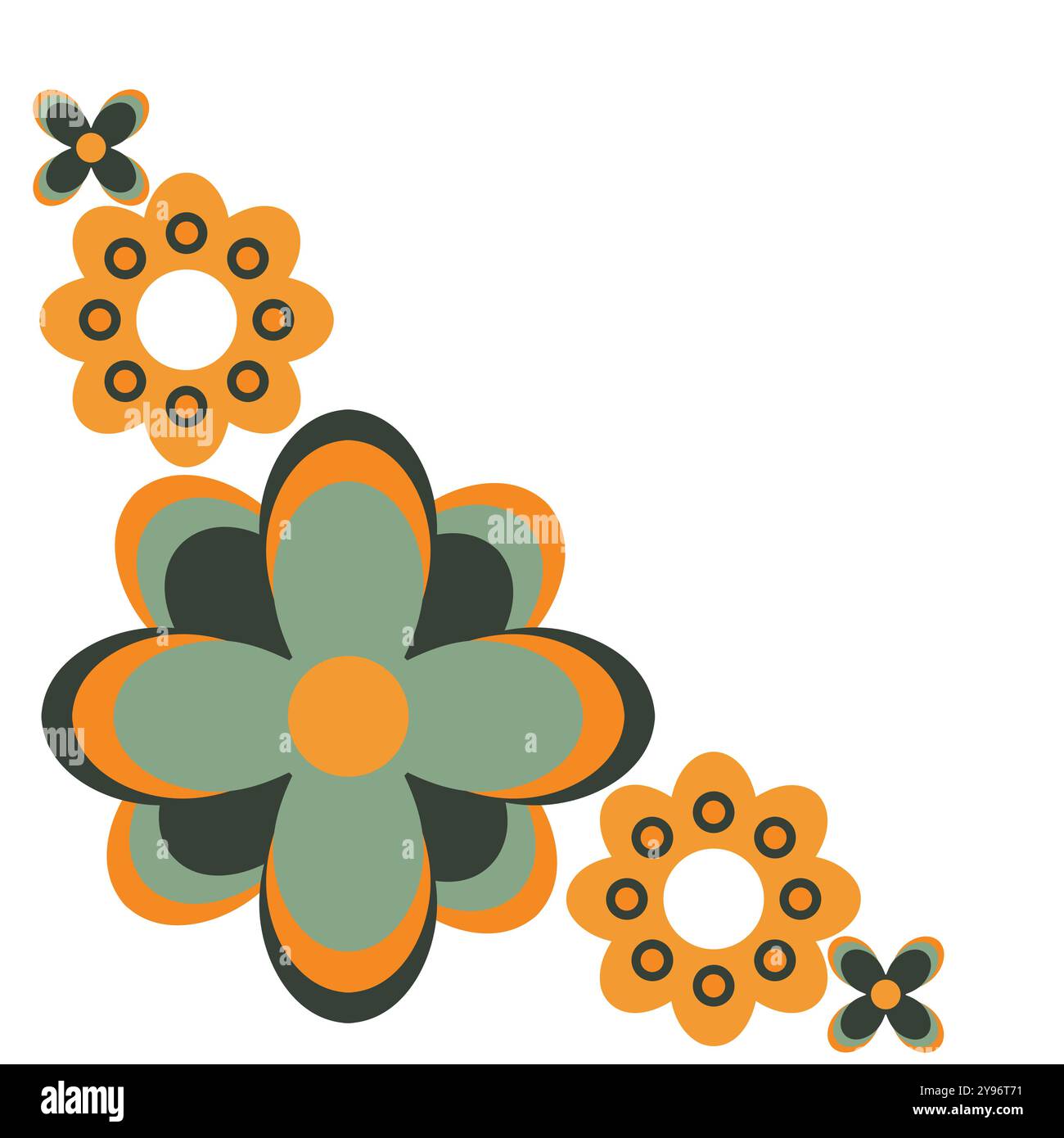 colourful flower frame corner design on white background Stock Vector ...