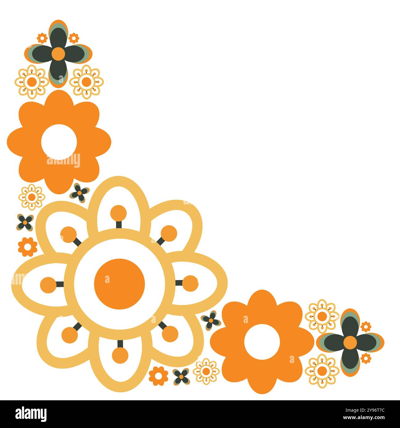 colourful flower frame corner design on white background Stock Vector ...