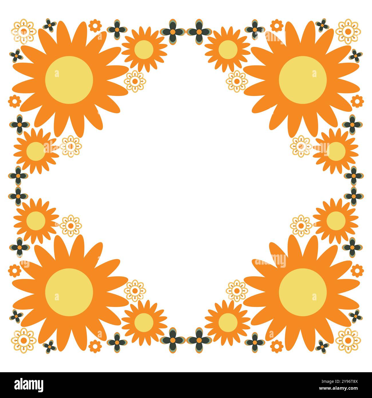 colourful flower petal frame design on white background Stock Vector ...