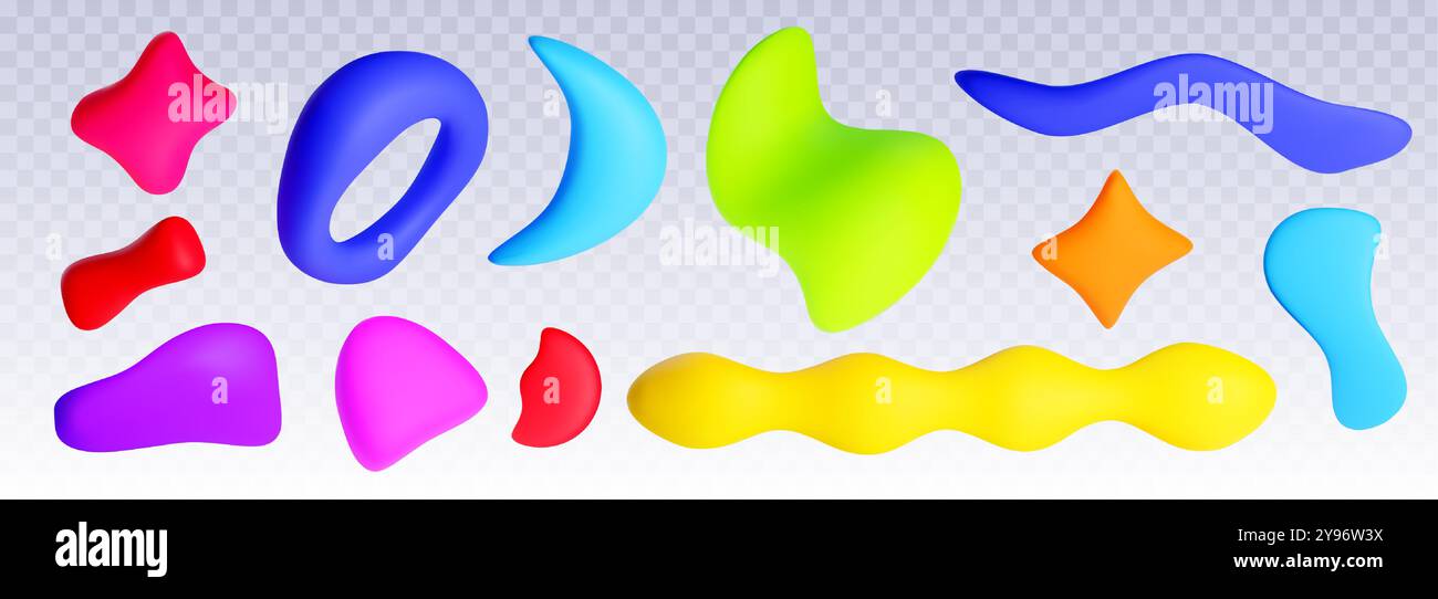 Color plasticine shapes set isolated on transparent background. Vector ...