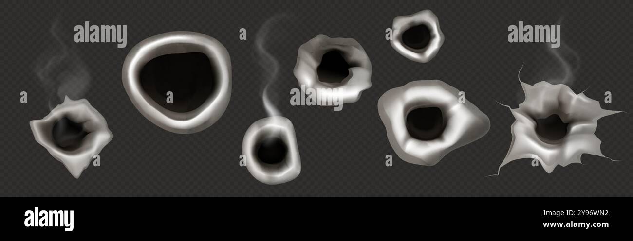 Gun bullet hole from shot. Weapon target mark 3d illustration. Isolated ...