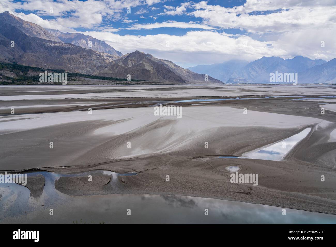 Scenic landscape view of Indus valley and river near Skardu, Gilgit ...