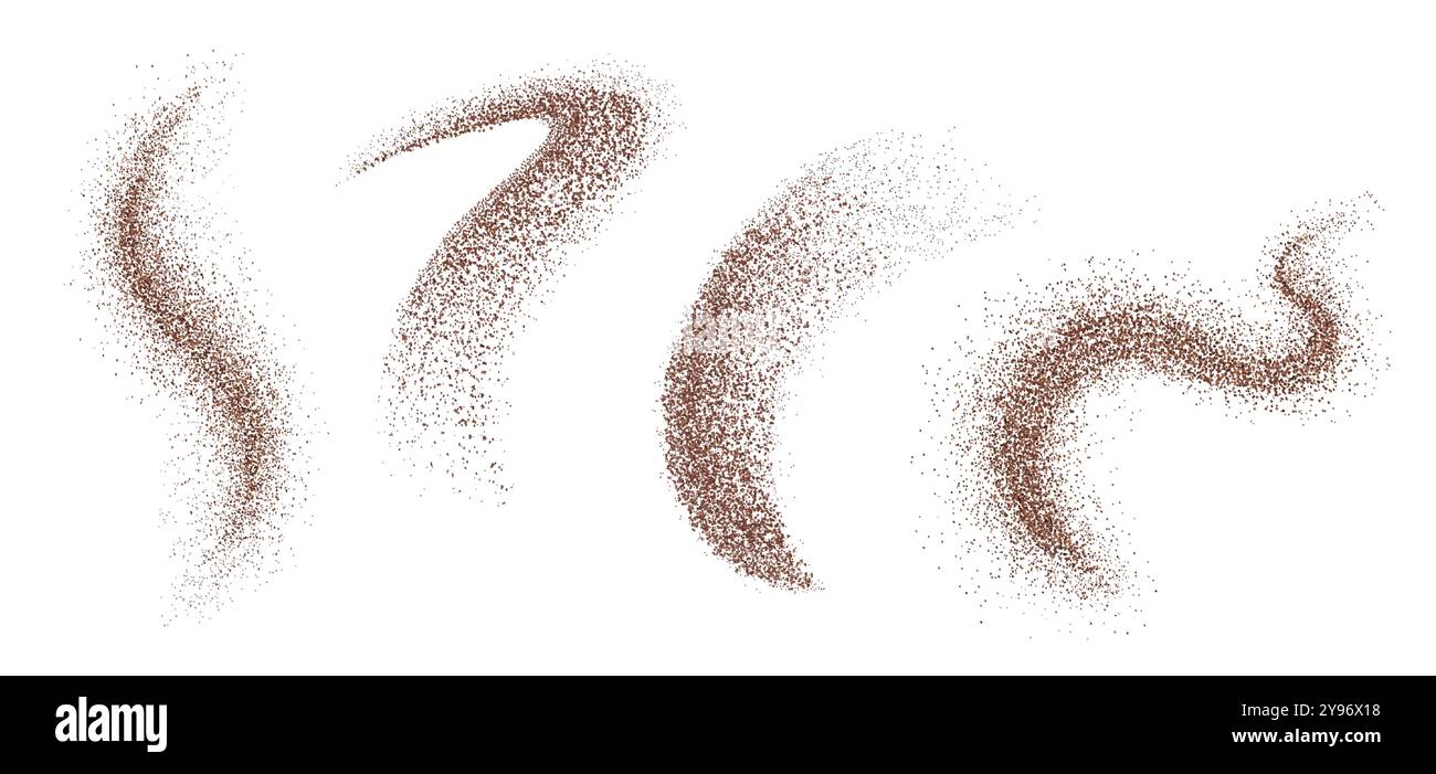 Chocolate powder splash. Coffee dust flying particle. Cocoa sand flying ...