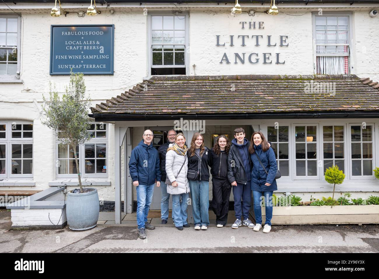 Group Photo Outside The Little Angel Pub, Henley-on-Thames, UK Stock ...