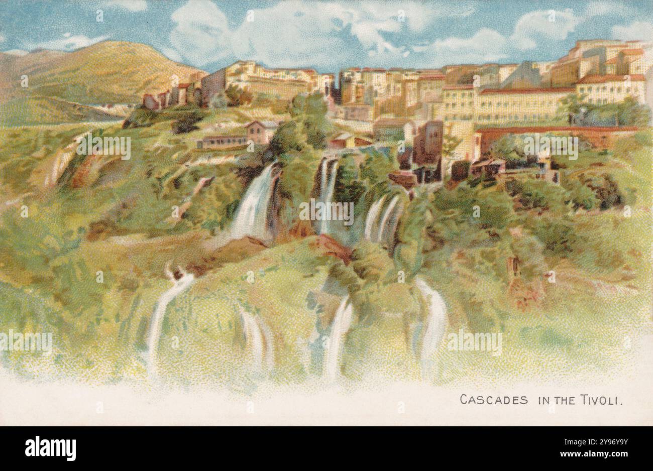 Vintage postcard of cascades in the Tivoli Gardens at the Villa d'Este ...