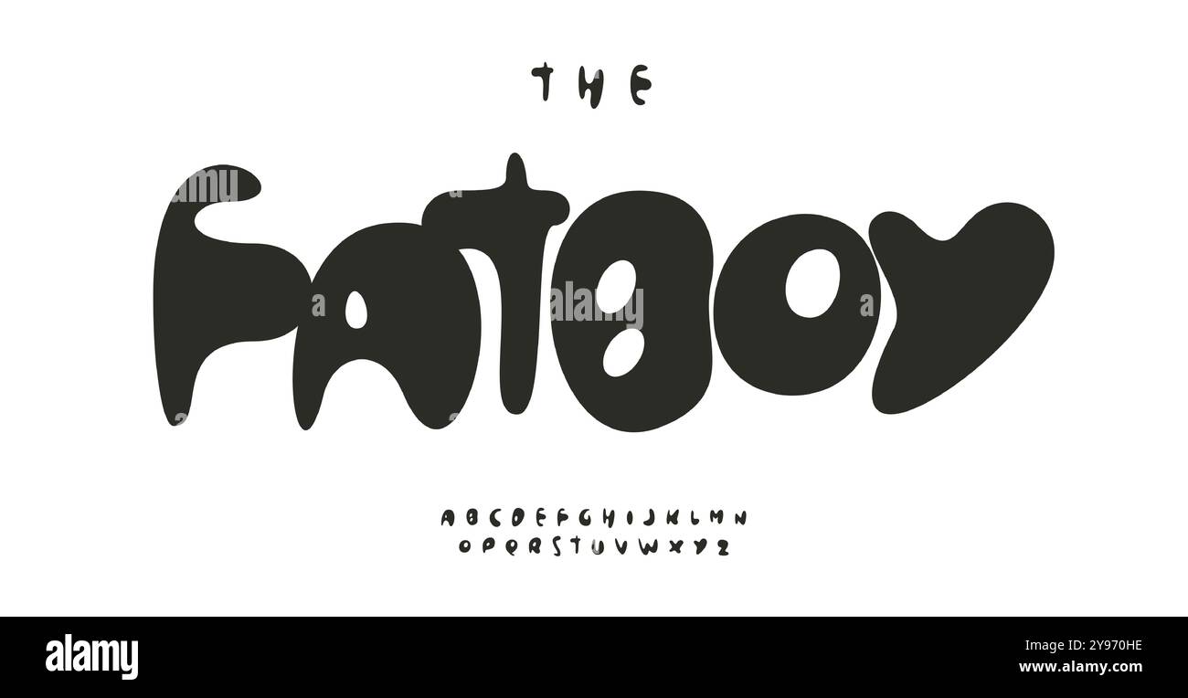 Fat fluid font, ink stain letters, soft bubbly alphabet. Playful liquid ...