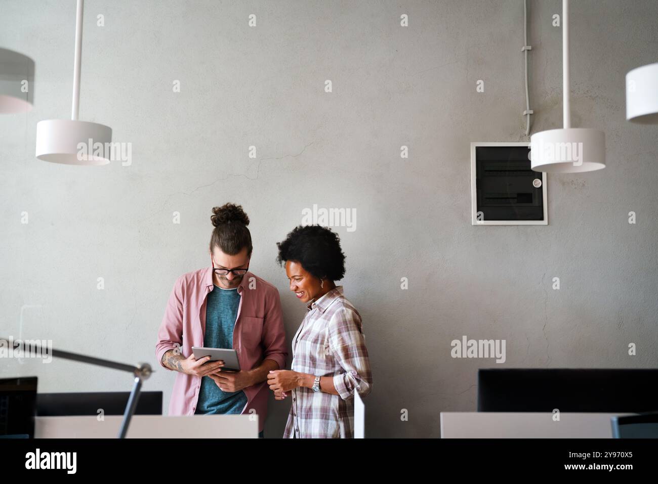 Group of young multiracial business people are working together in ...