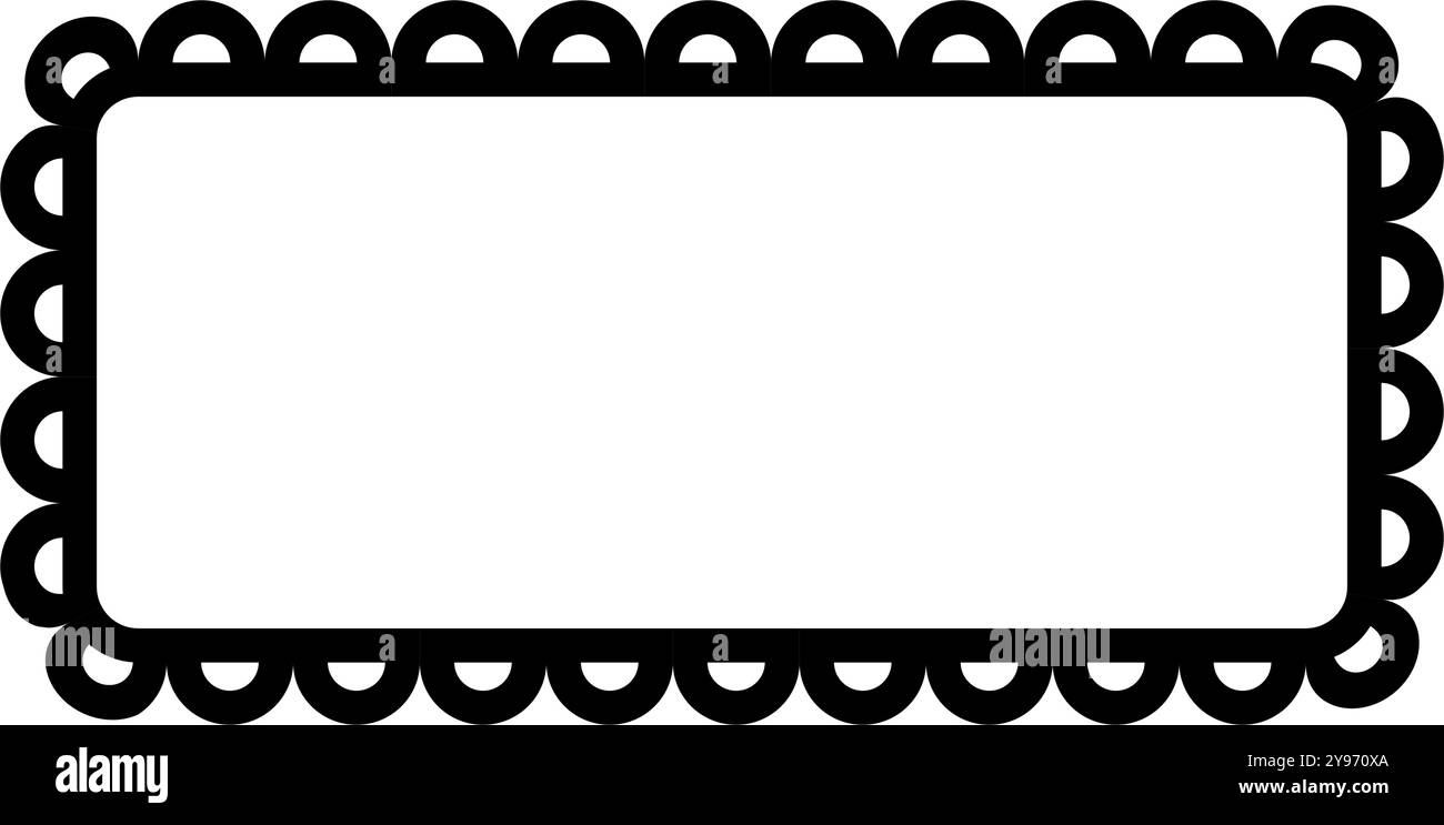 Scalloped edge square frame. Simple rectangle scalloped border. Fabric ...