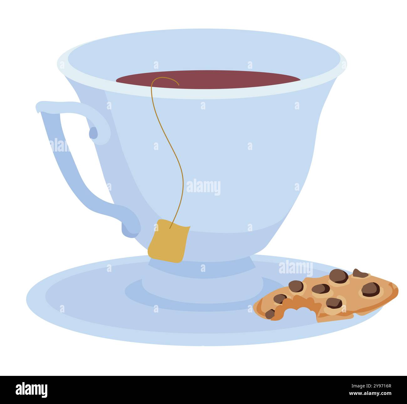 Cup of tea with cookies. Vector illustration isolated on white ...