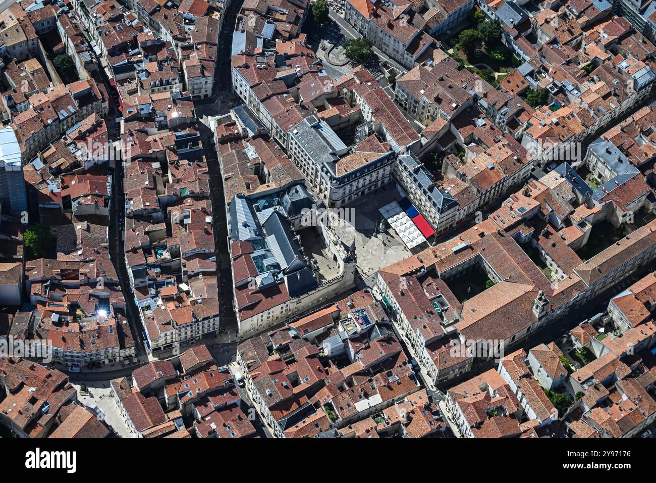 La Rochelle (central-western France): aerial view of the town, roofs of ...