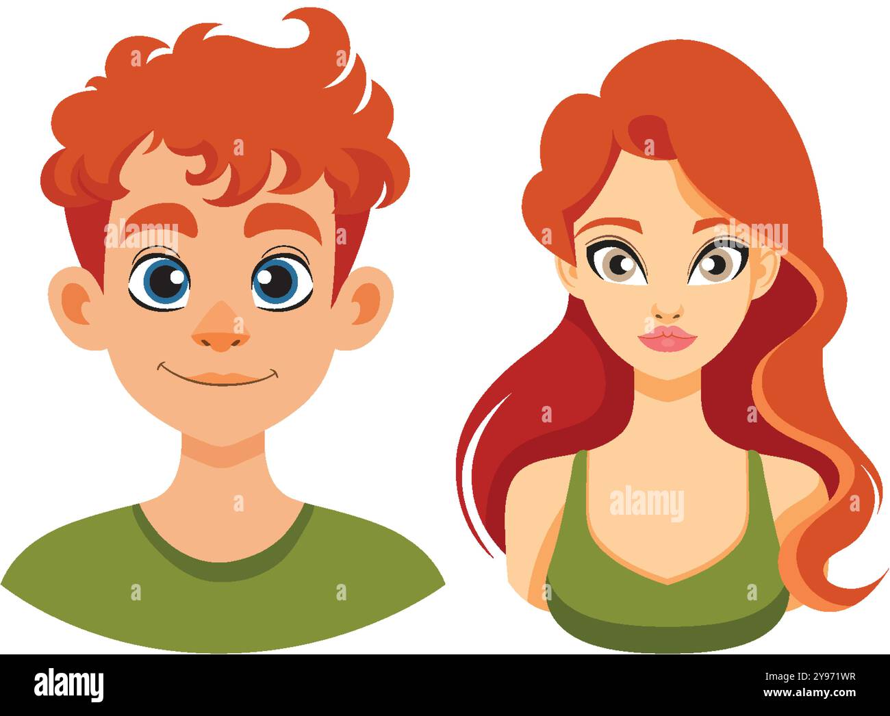 Portrait two cheerful smiling Stock Vector Images - Alamy