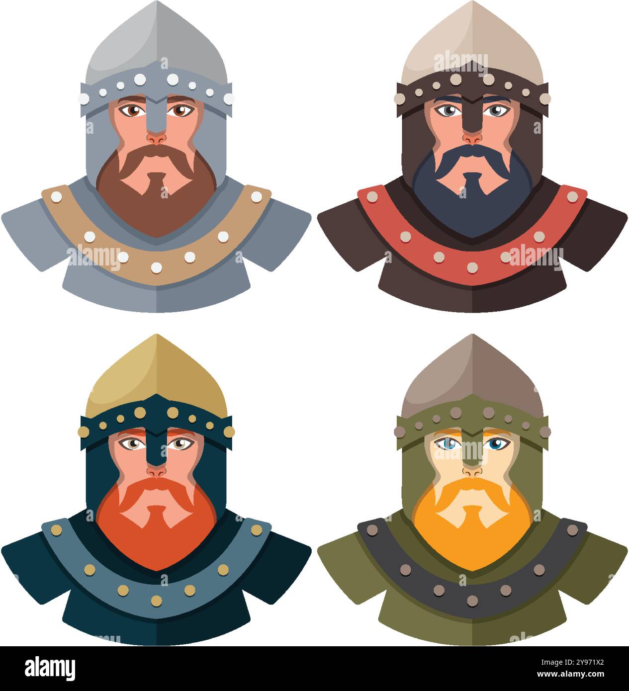 Four knights in different colored armor Stock Vector Image & Art - Alamy