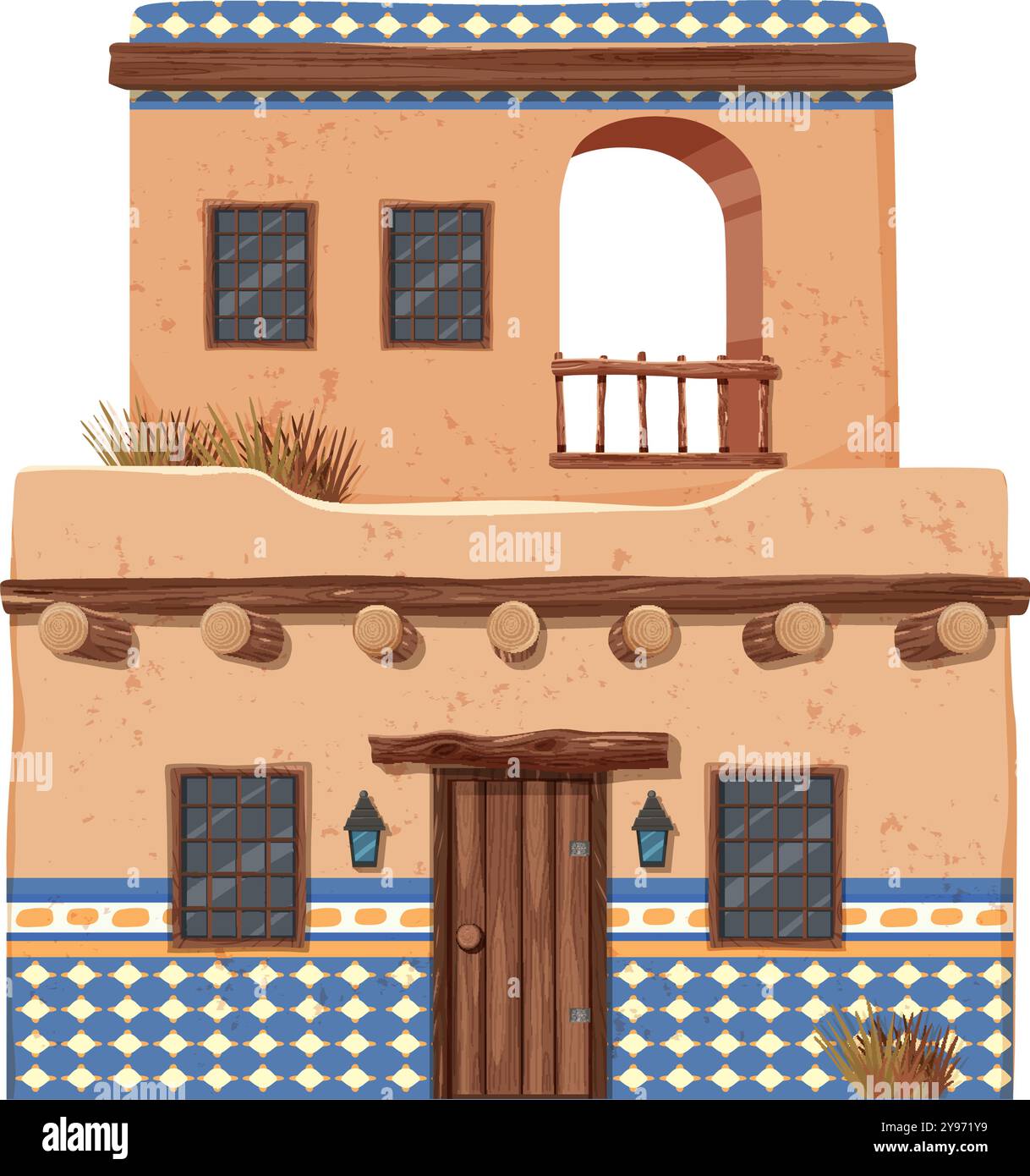 Illustration of a classic Mexican adobe house Stock Vector Image & Art ...