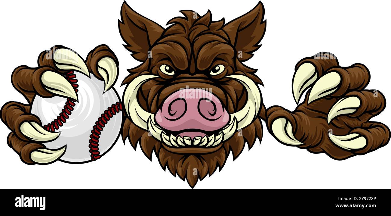 Boar Wild Hog Razorback Warthog Baseball Mascot Stock Vector Image ...
