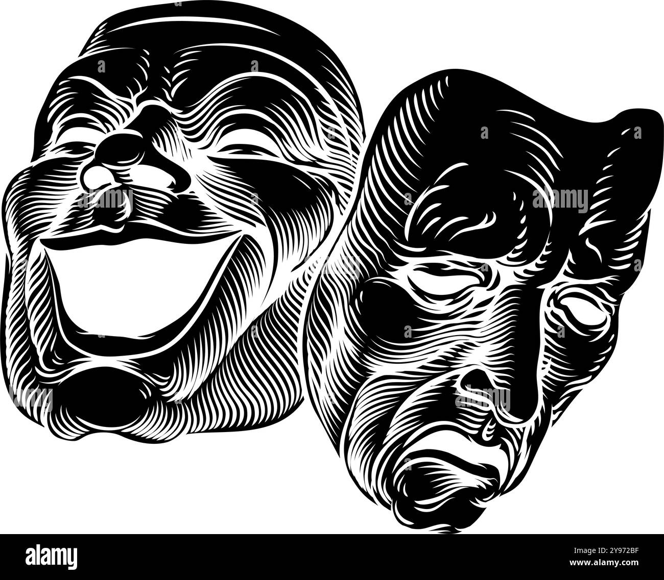 Theater Or Theatre Drama Comedy And Tragedy Masks Stock Vector Image ...