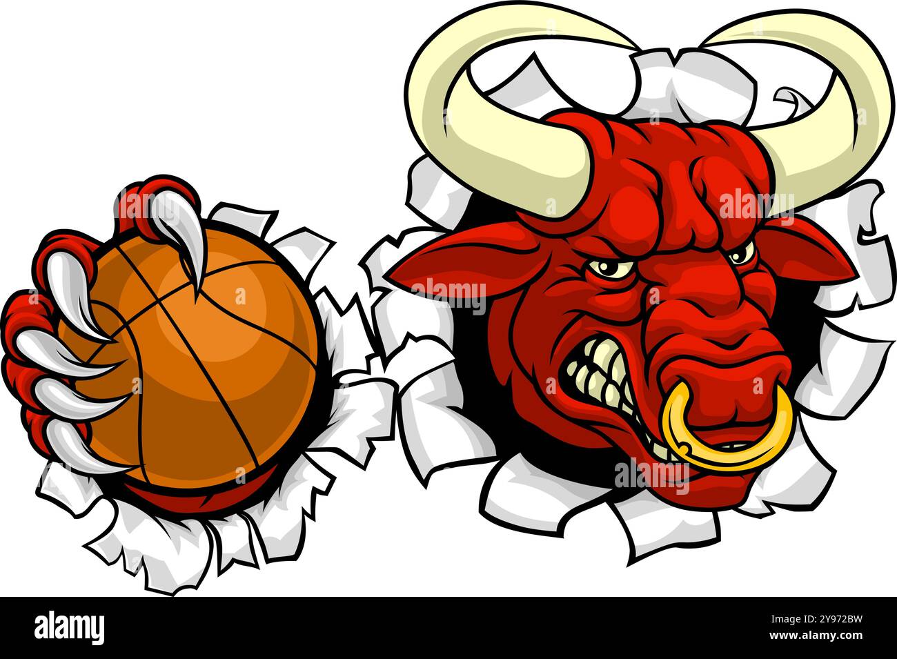 Bull Minotaur Longhorn Cow Basketball Mascot Stock Vector Image & Art ...