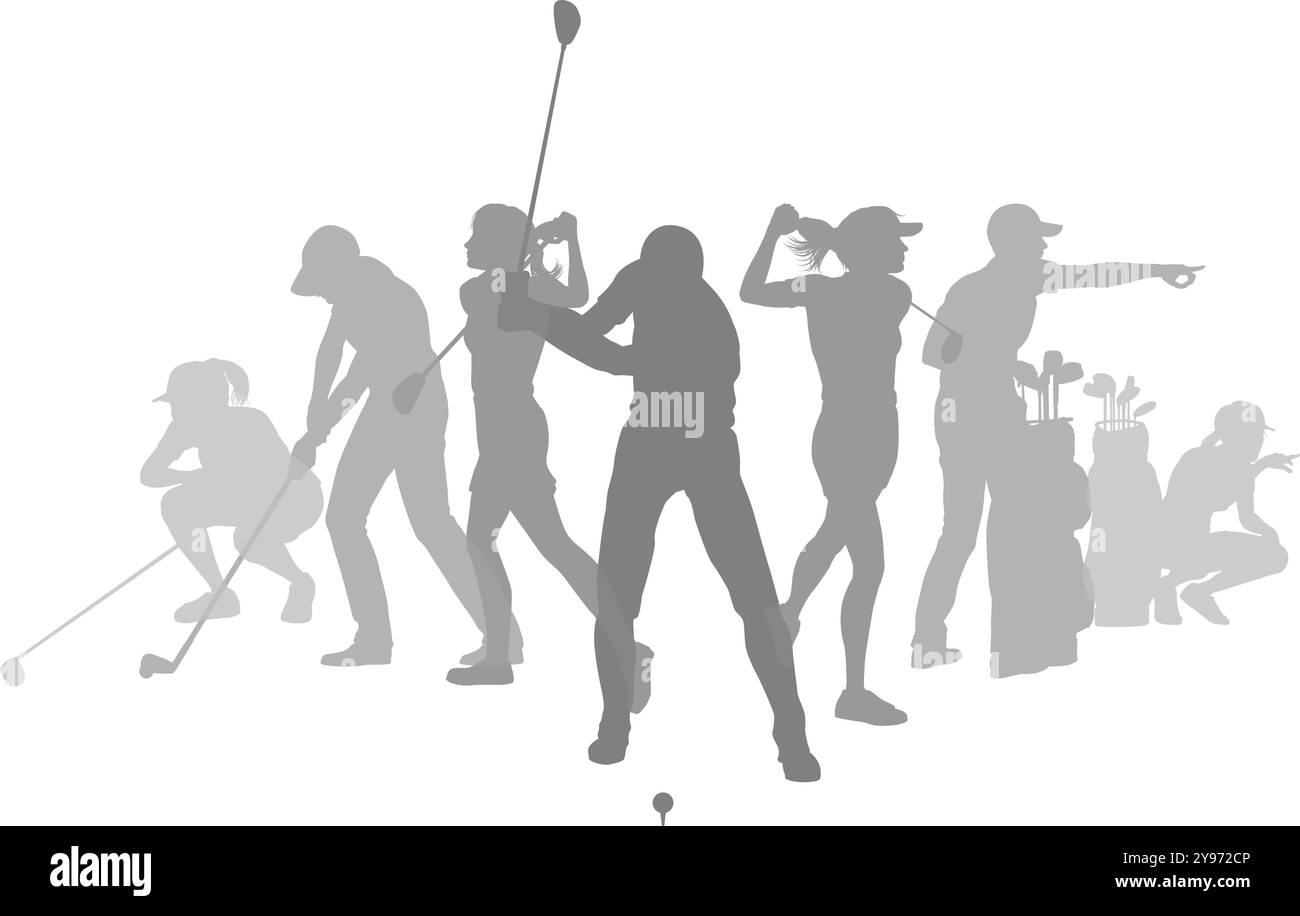 Golfers Golfing Silhouette Golf People Silhouettes Stock Vector Image ...
