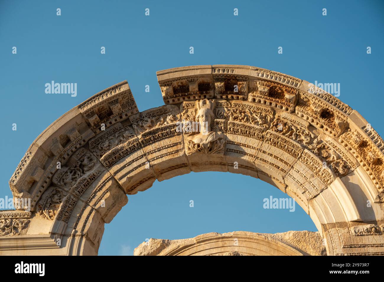 Temple of Hadrian in the ancient city of Ephesus in Kusadasi Stock ...