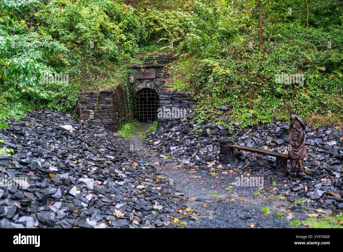 Upper entrance to Flascharův důl (Flaschar's mine), historic roofing ...