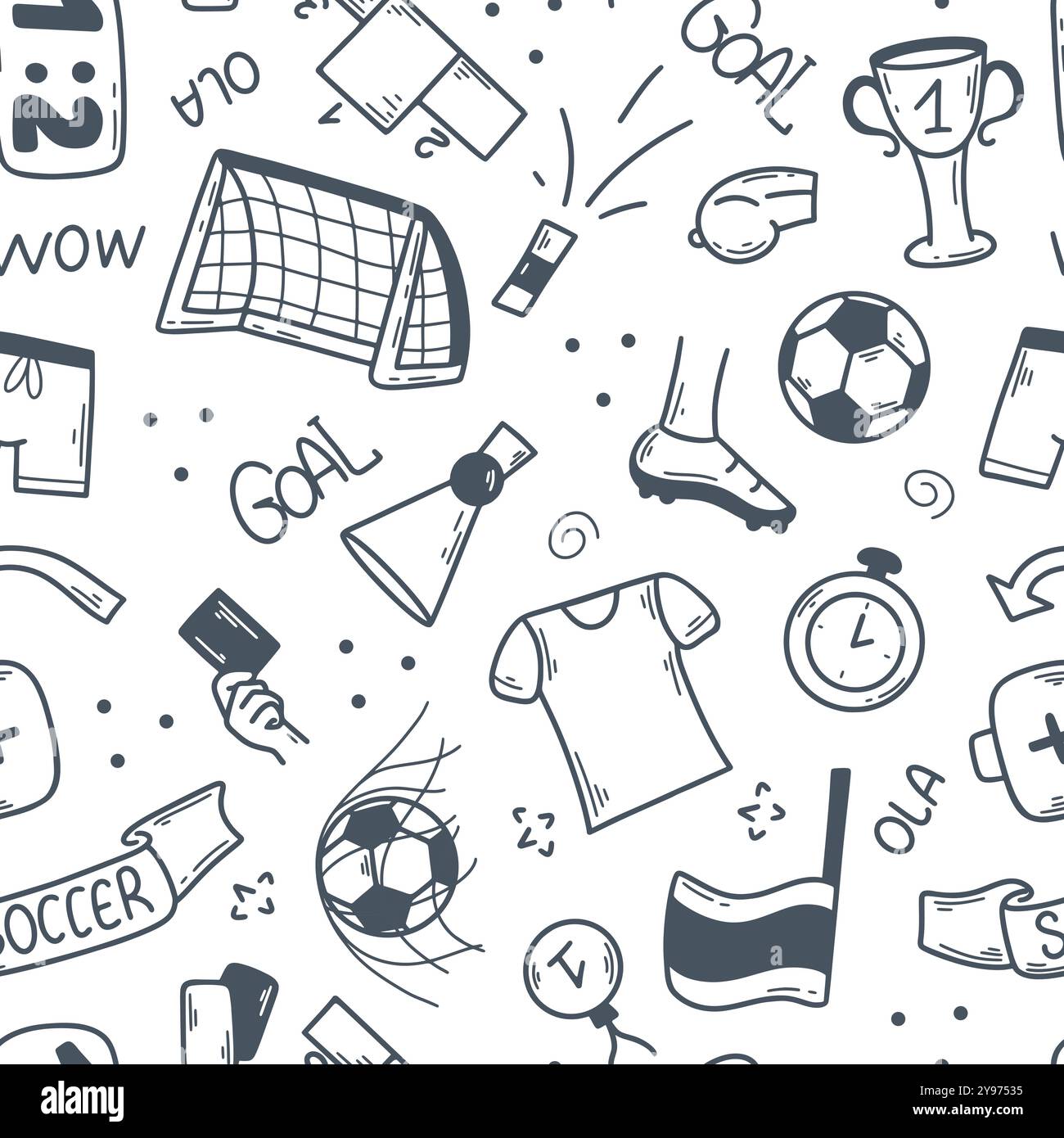 Soccer doodle sketch style seamless pattern Stock Vector Image & Art ...