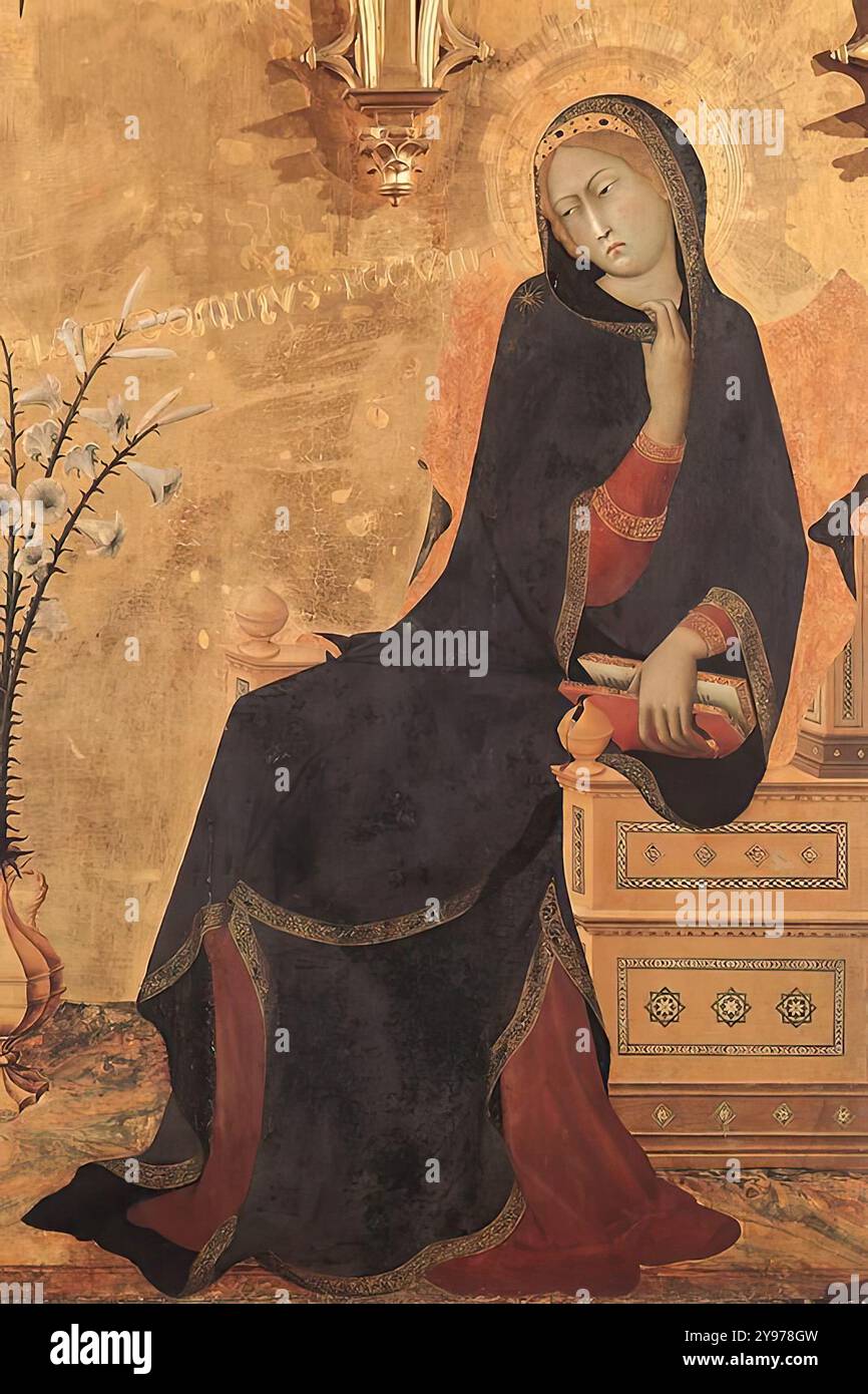 SIMONE MARTINI (b. 1280/85, Siena, d. 1344, Avignon) The Annunciation and Two Saints (detail ...