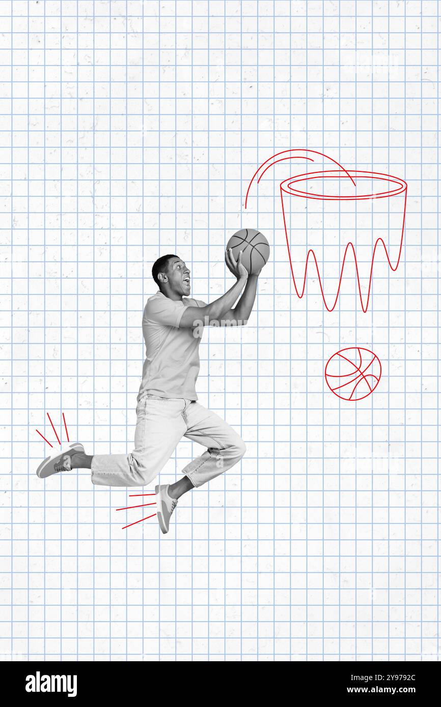 Creative drawing collage picture of funny young man basketball player ...